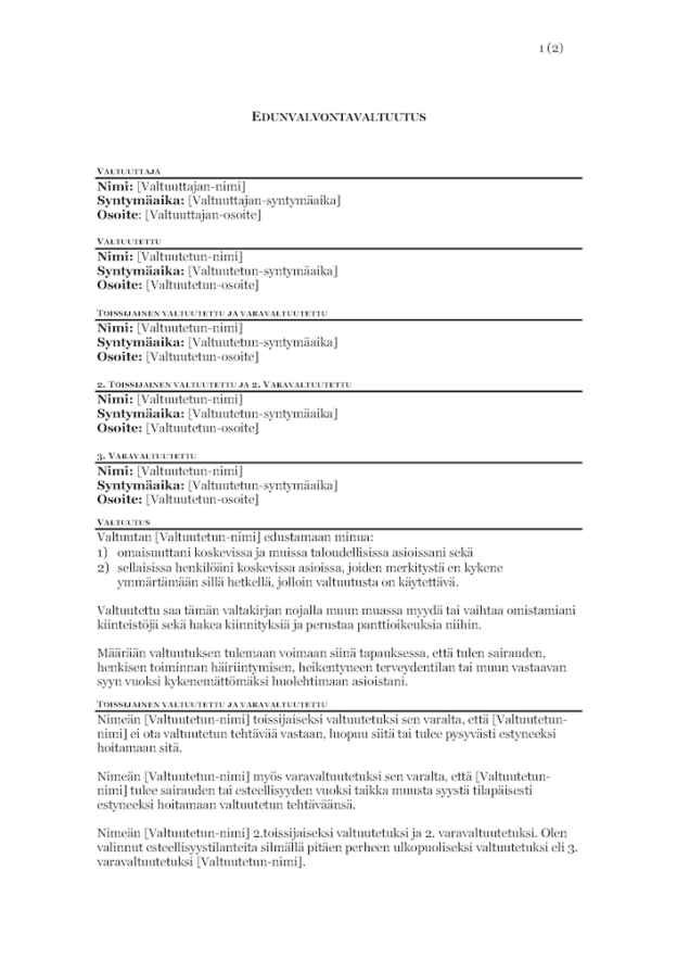Edunvalvontavaltuutus | Laadi laadukas edunvalvontavaltakirja