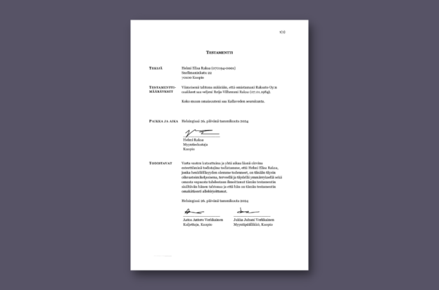 Testamentti | Laadi laadukas testamentti